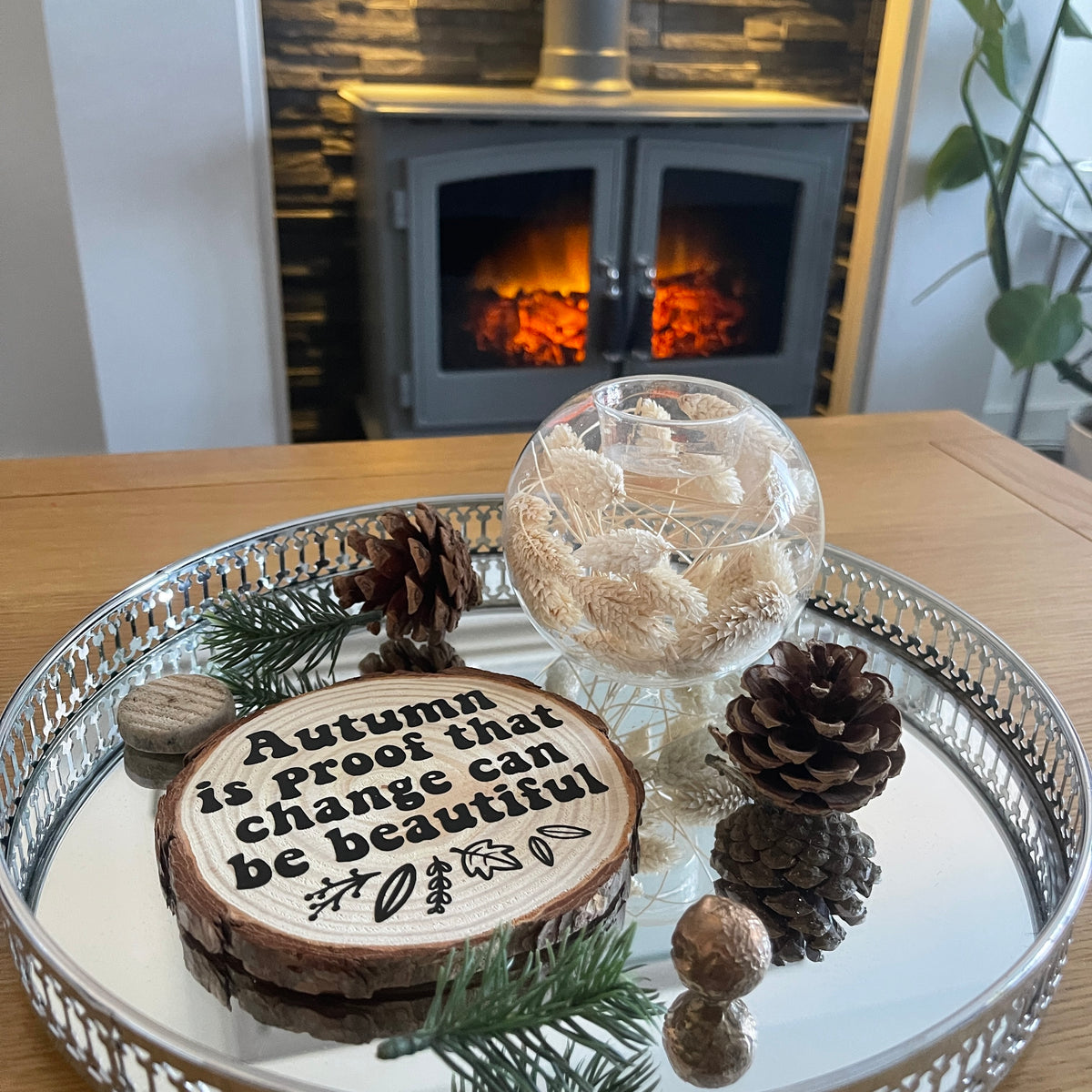 Custom Wording Autumn Seasonal Assorted Designs Wooden Log Disc ...